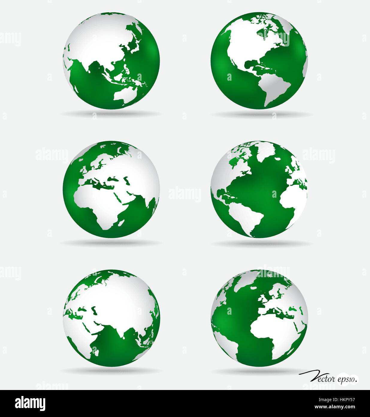 Set of modern green globes. Vector Illustration Stock Vector Image ...