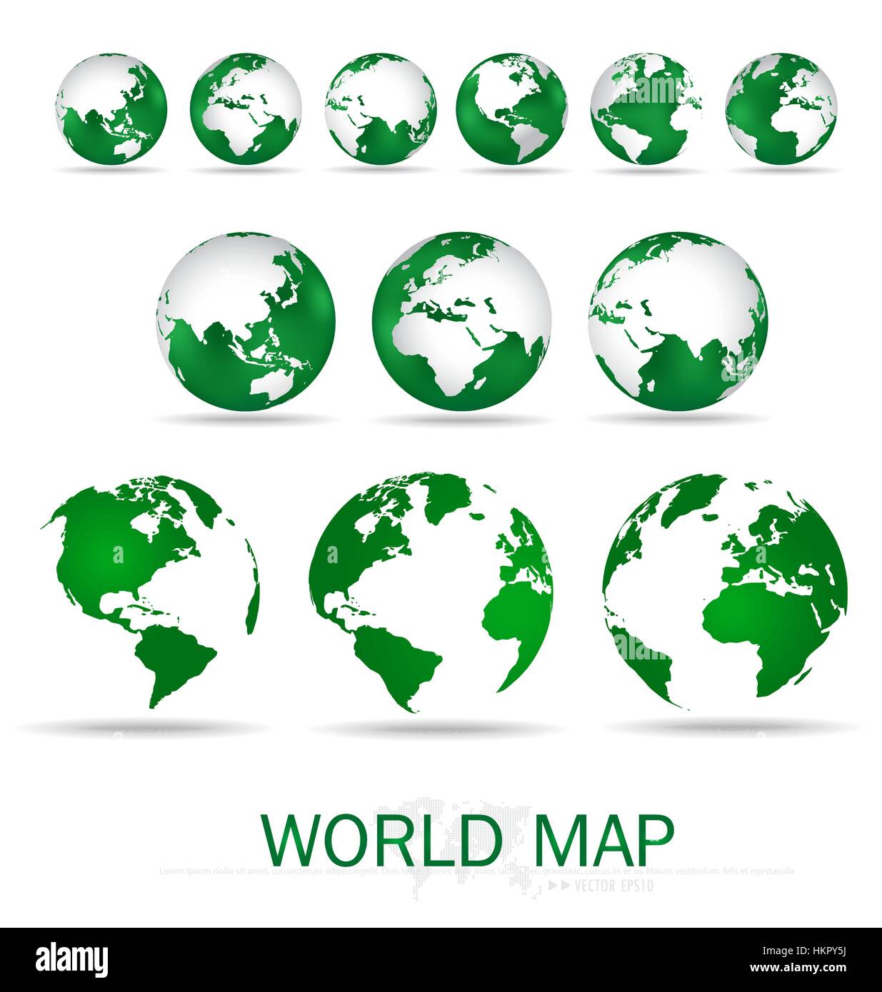 Set of modern green globes. Vector Illustration Stock Vector Image ...