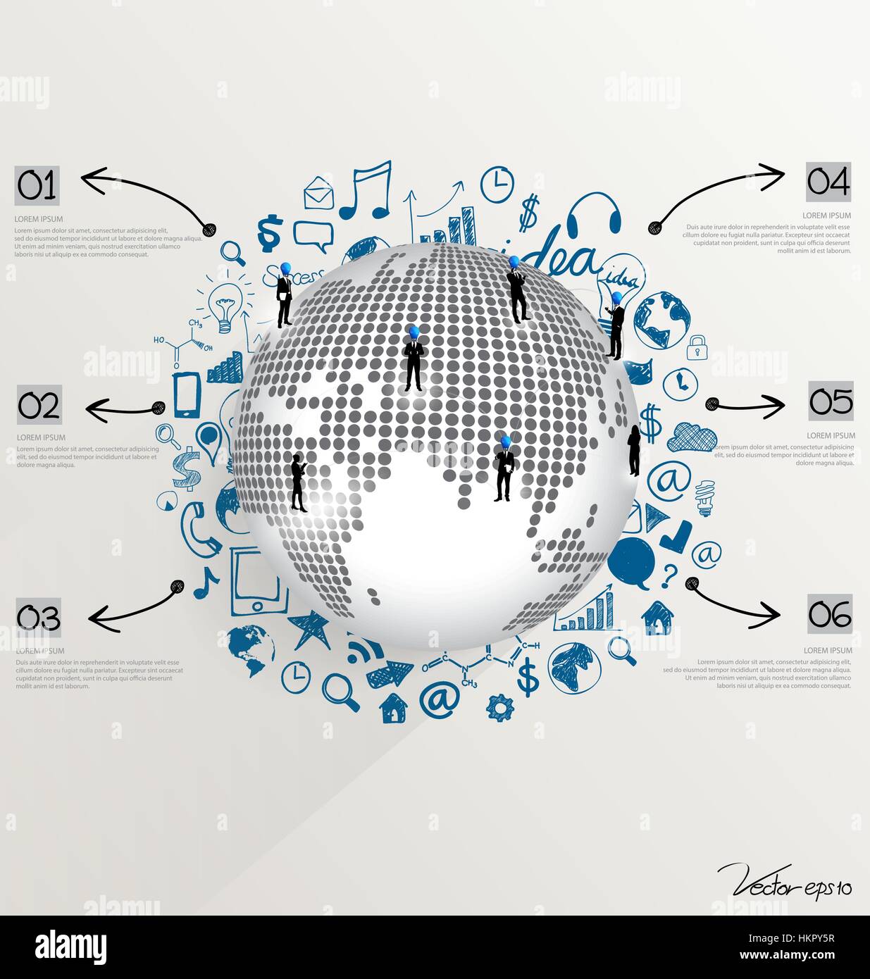 Modern world globe with application icon, modern template design ...