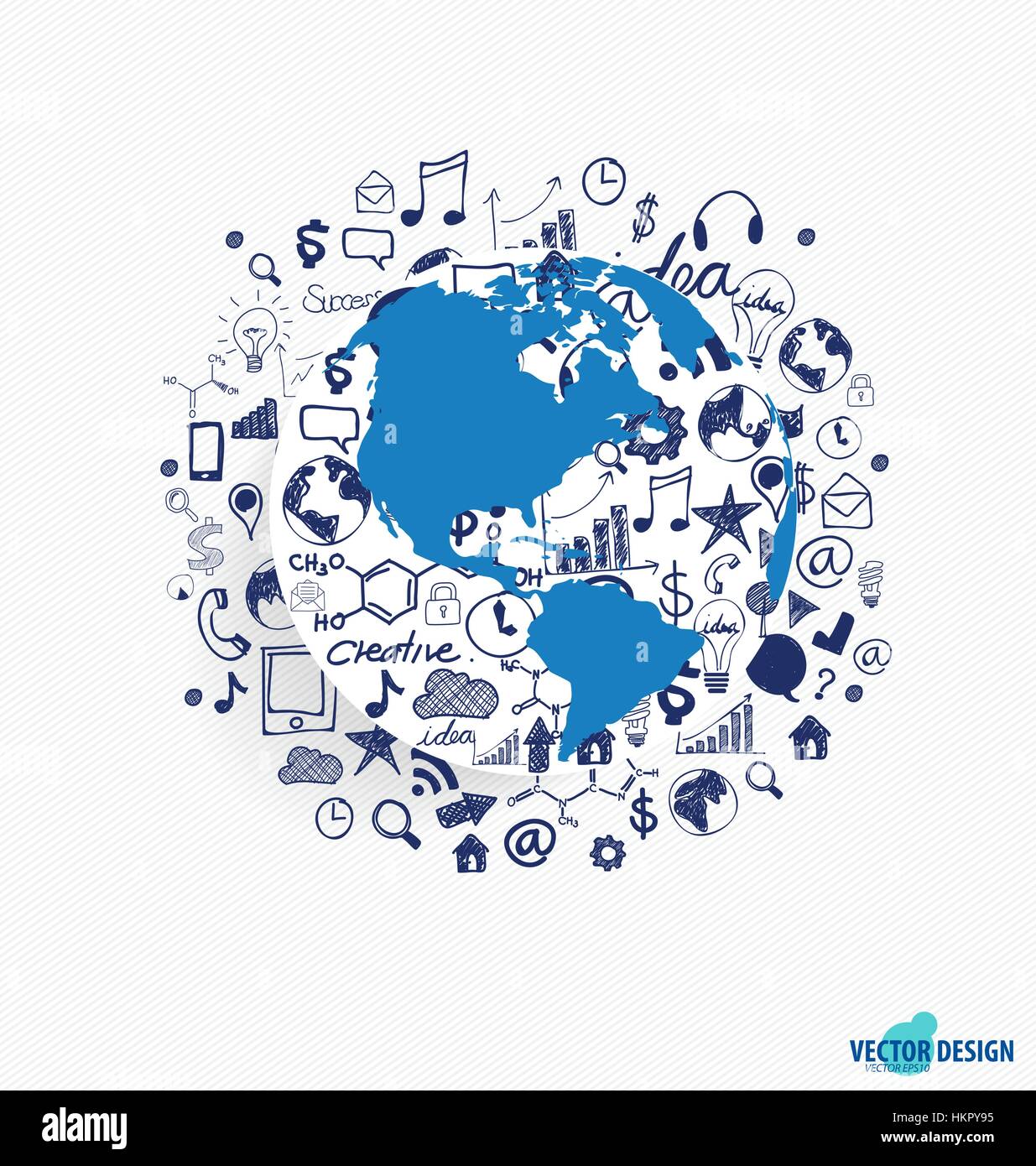 Modern world globe with application icon, modern template design ...