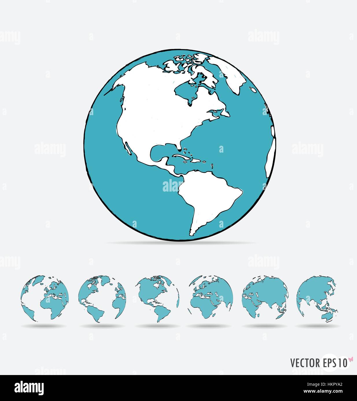 Set of Modern globe drawing concept. Vector illustration Stock Vector ...