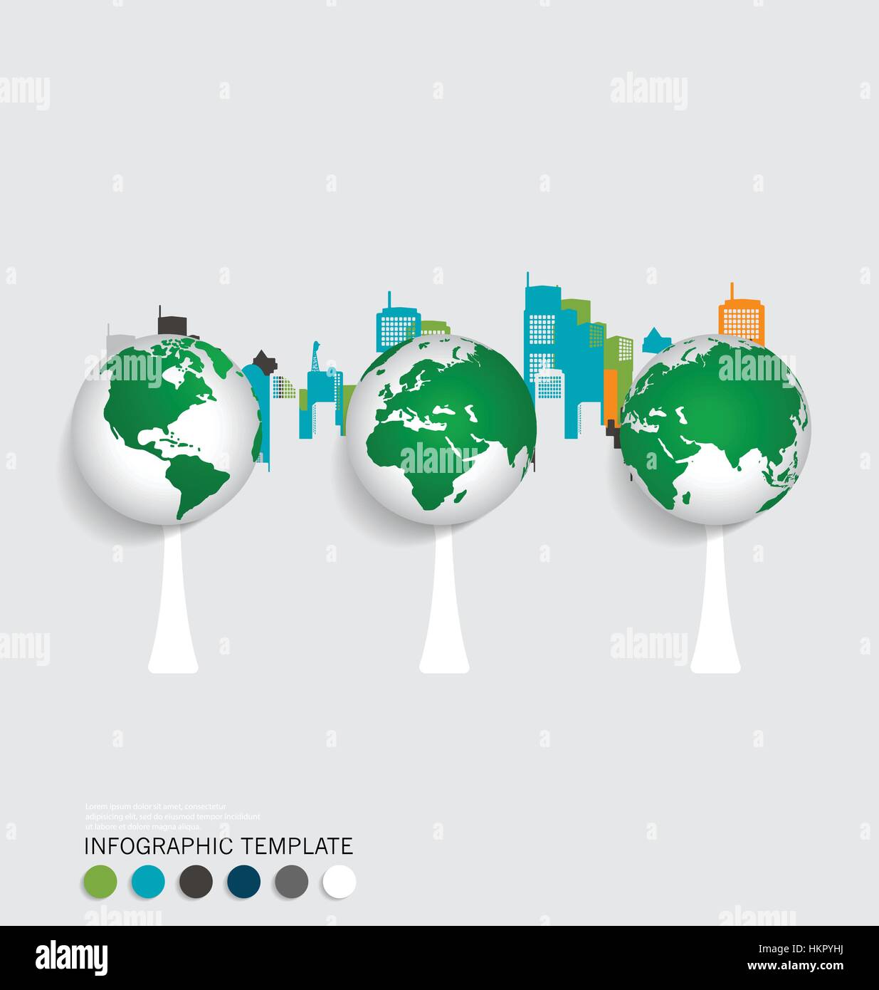 Modern infographics template style ,modern globe with building ...