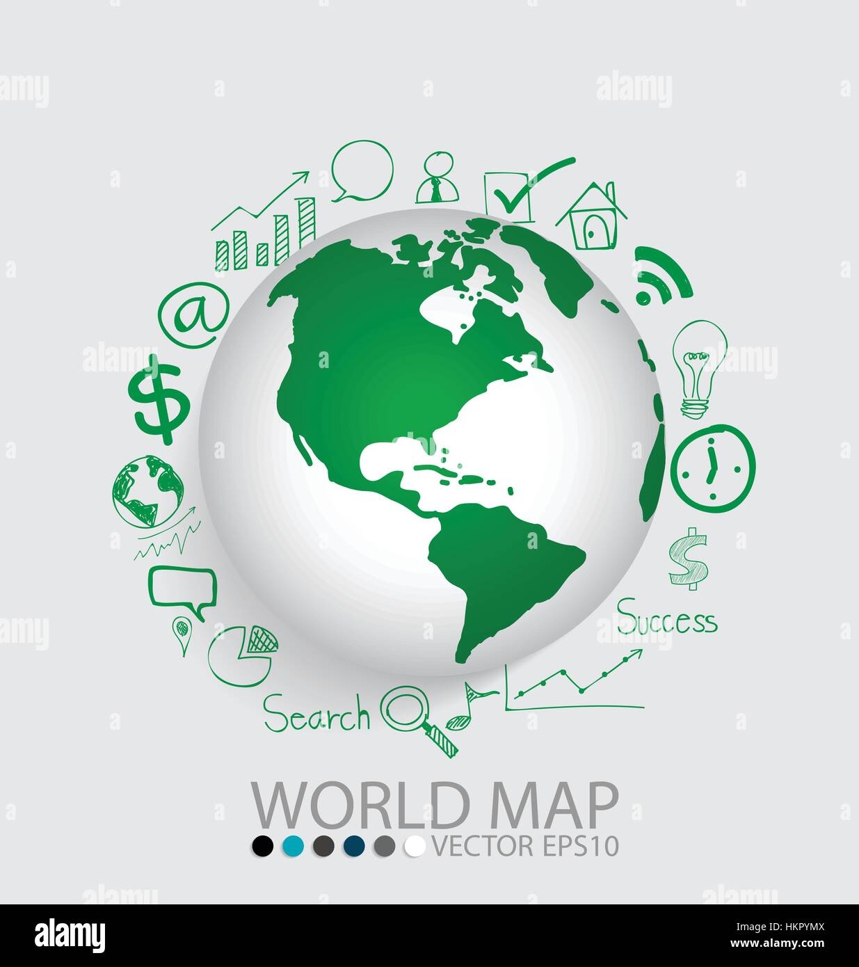 Modern globe with application icon, modern template design. Vector ...