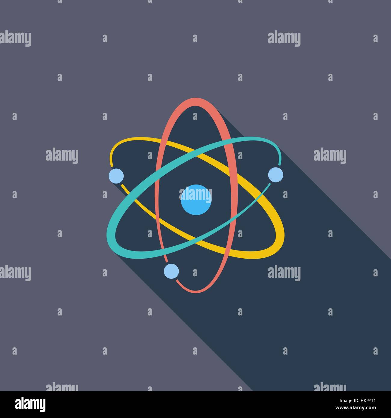 Atom icon. Flat vector related icon with long shadow for web and mobile ...