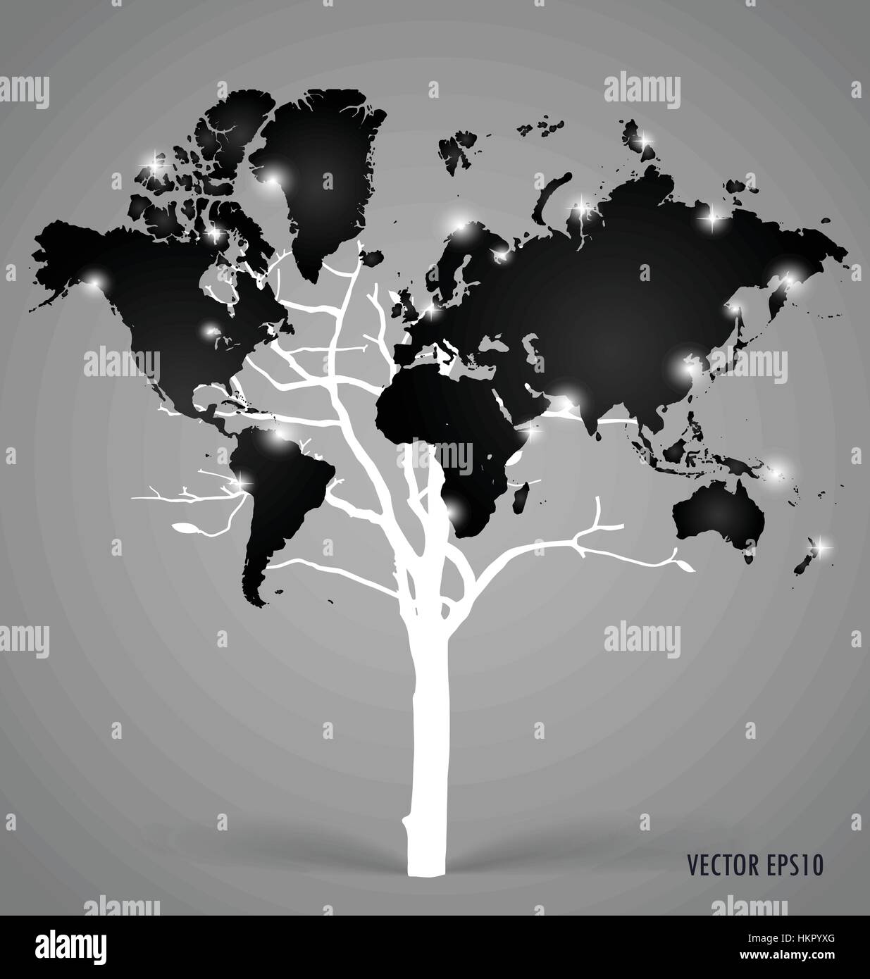 Tree shaped world map. Vector illustration Stock Vector Image & Art - Alamy