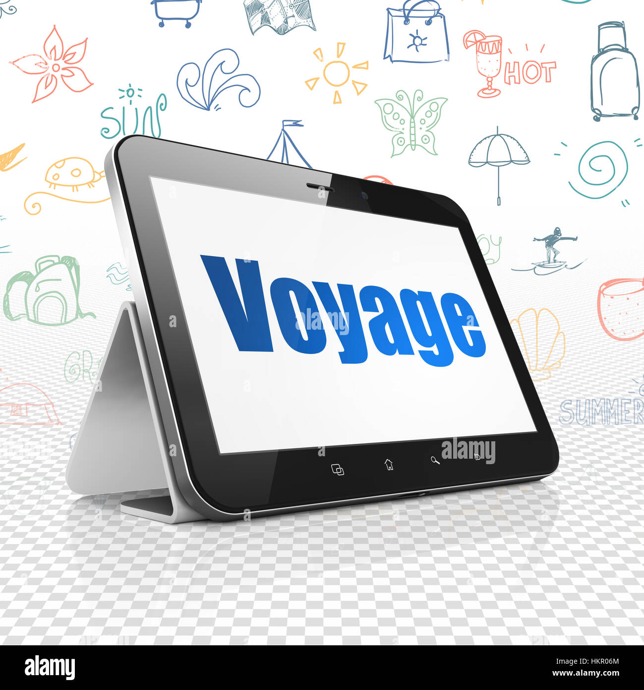 Tourism concept: Tablet Computer with Voyage on display Stock Photo - Alamy