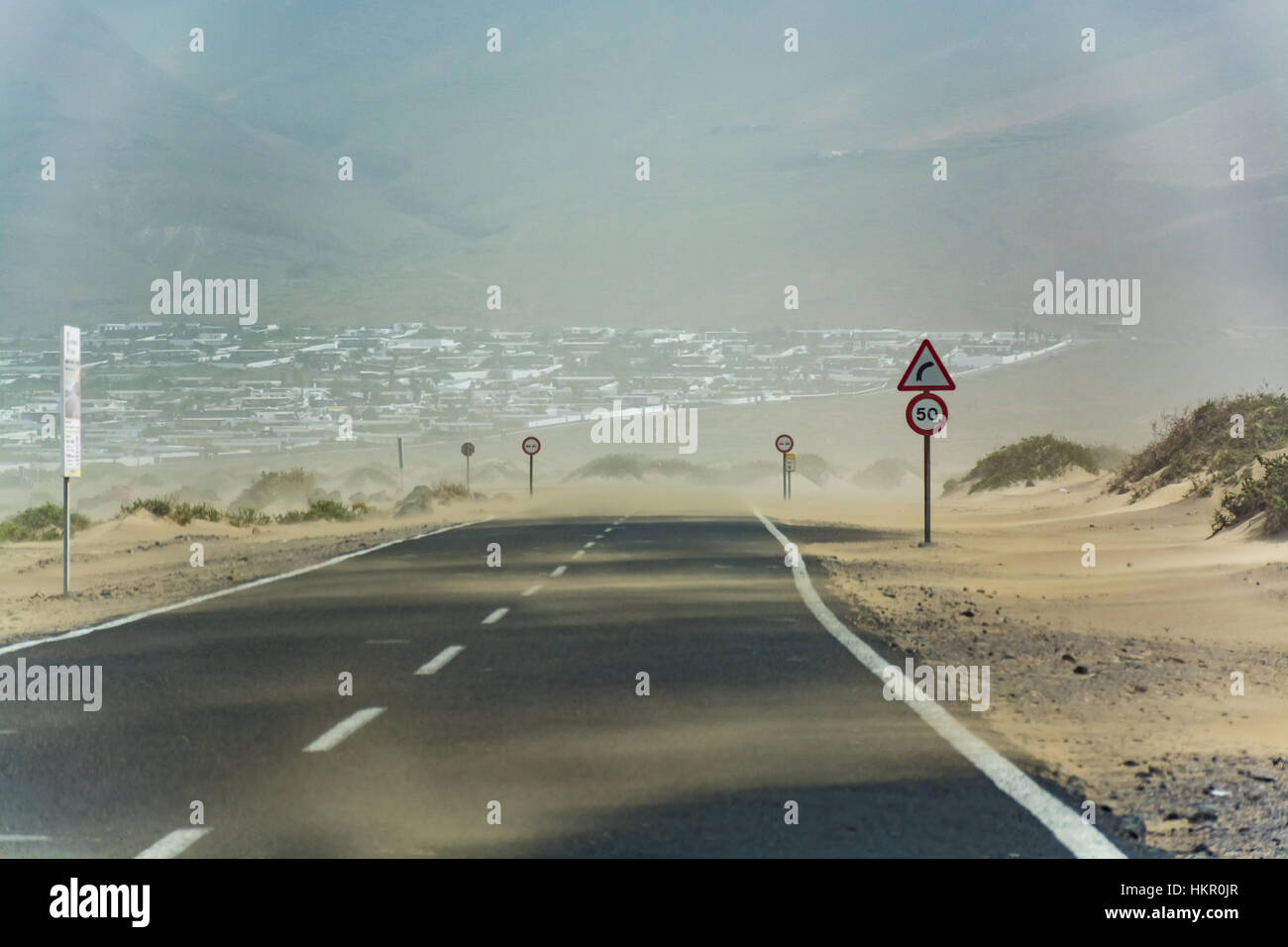 Dangerous and rare sandstorm Calima - cloud of sand blown in from the ...