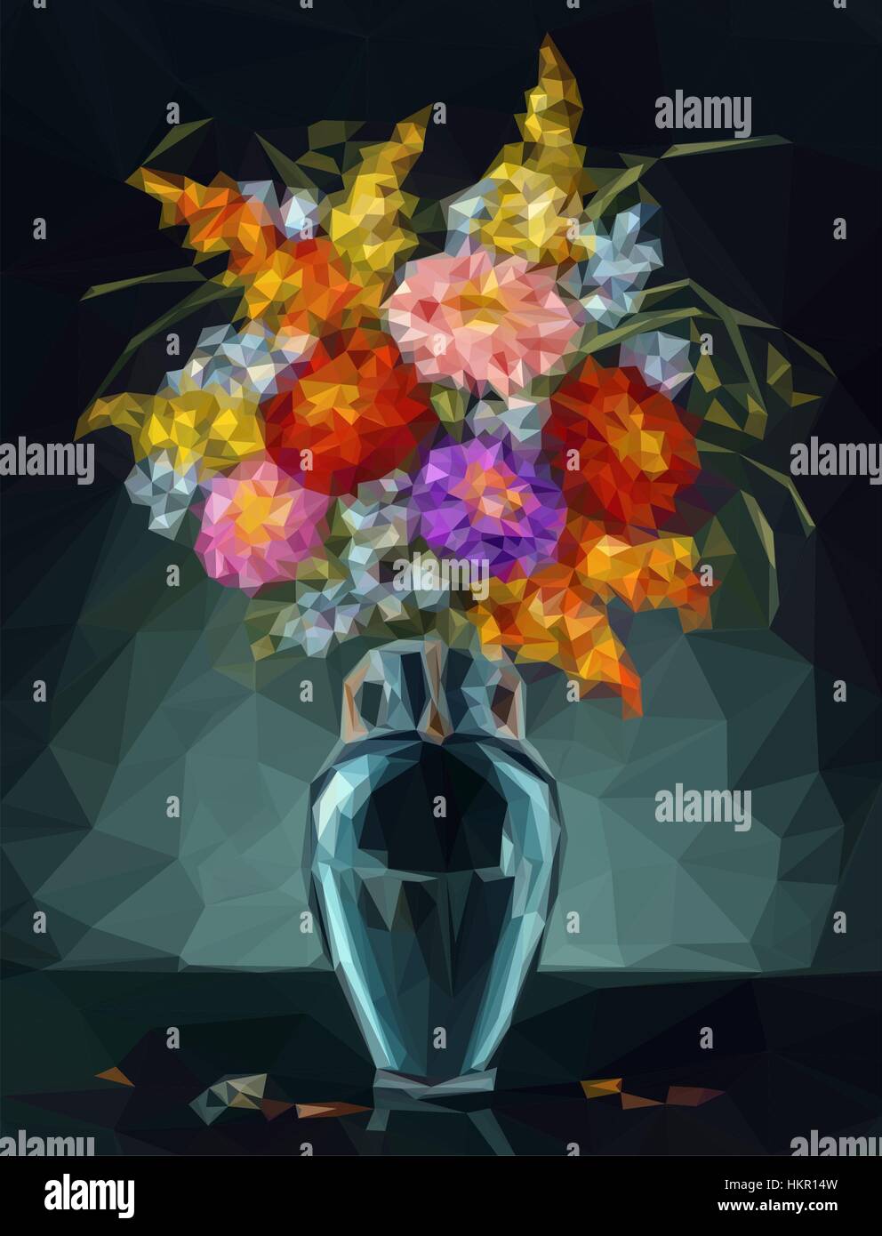 Orange yellow blue flowers Stock Vector Images - Alamy