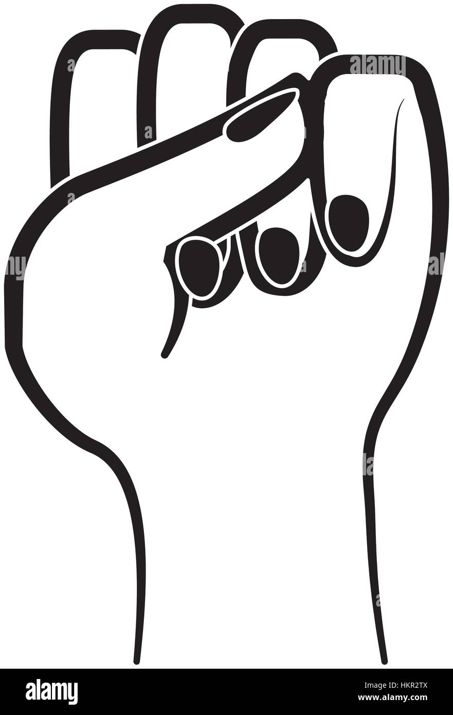 black hand weilding female defense, vector illustration design Stock ...