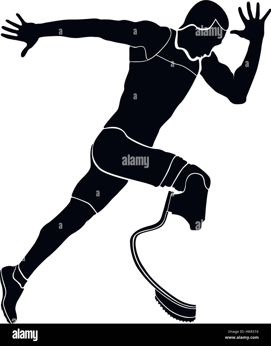 explosive runner athlete disabled amputee black silhouette Stock Vector ...