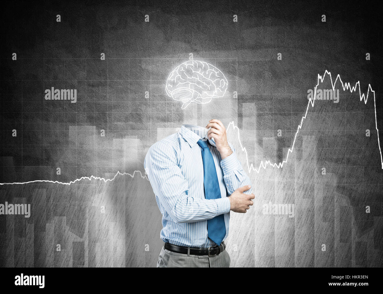 Brain headed businessman Stock Photo - Alamy