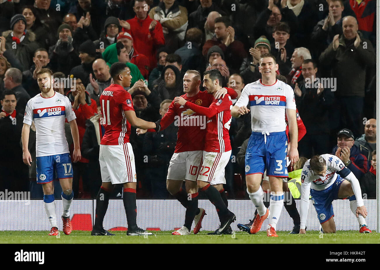 Manchester Uniteds Henrikh Mkhitaryan Centre Right Celebrates