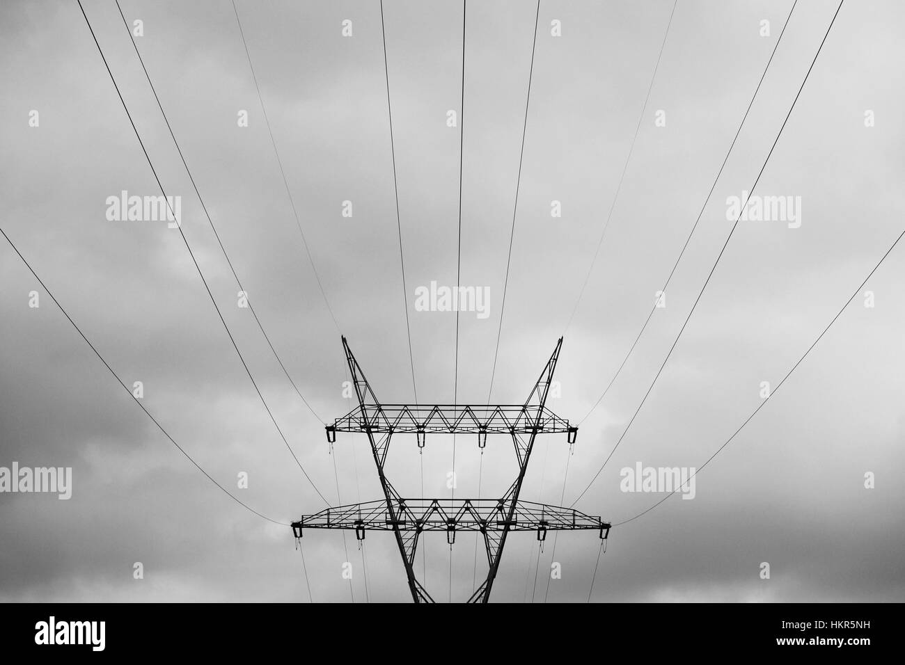 Electricity poles and wires in close up Stock Photo - Alamy