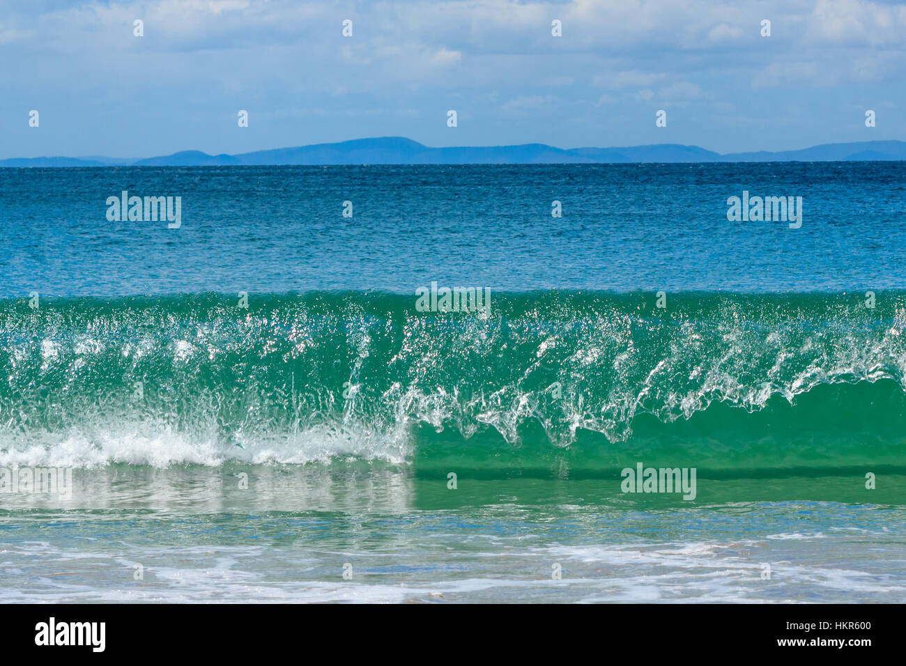 emerald green wave breaking on Adventure Bay beach Tasmania, Australia ...