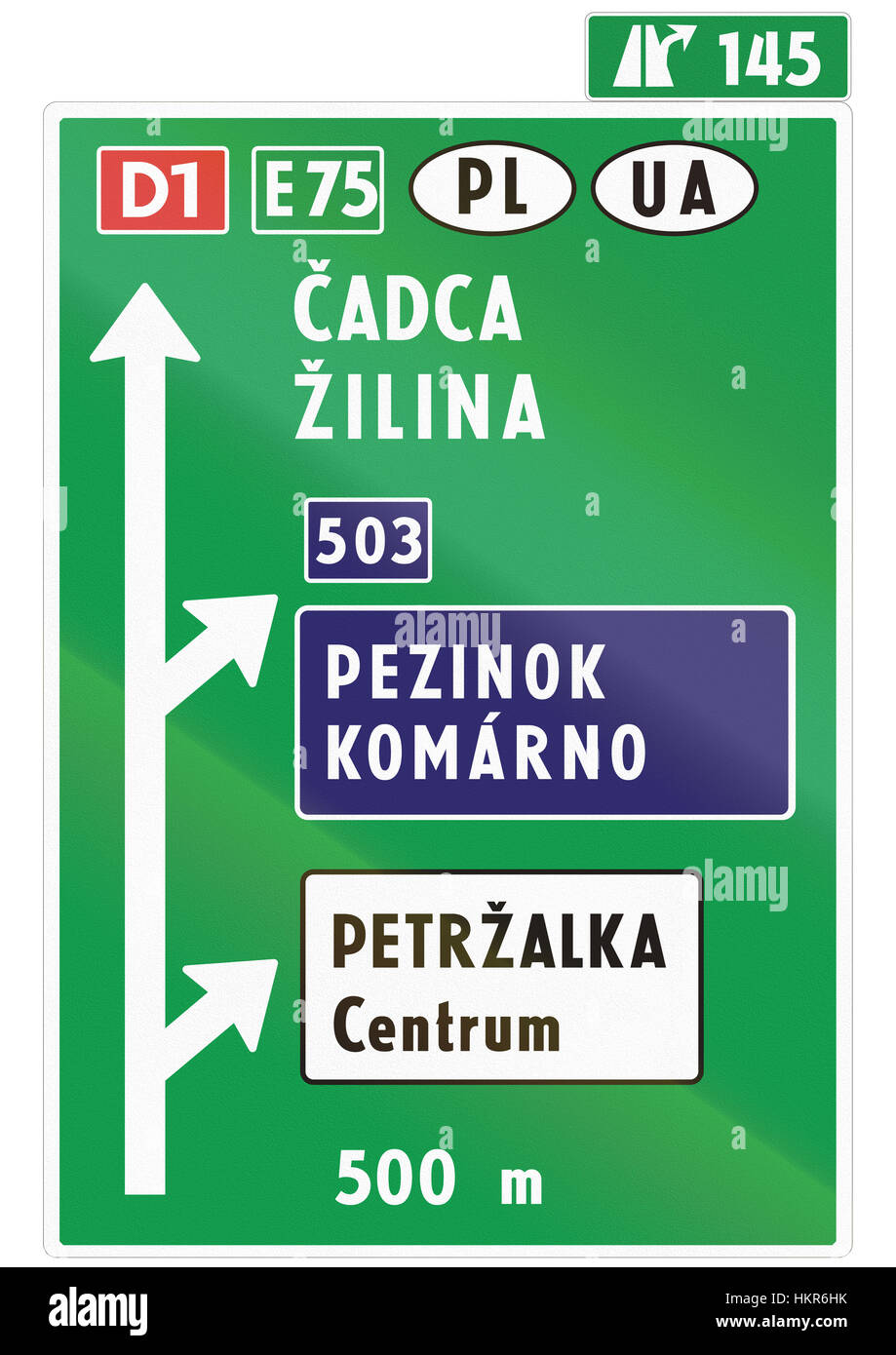 Road sign used in Slovakia - Direction sign Stock Photo - Alamy