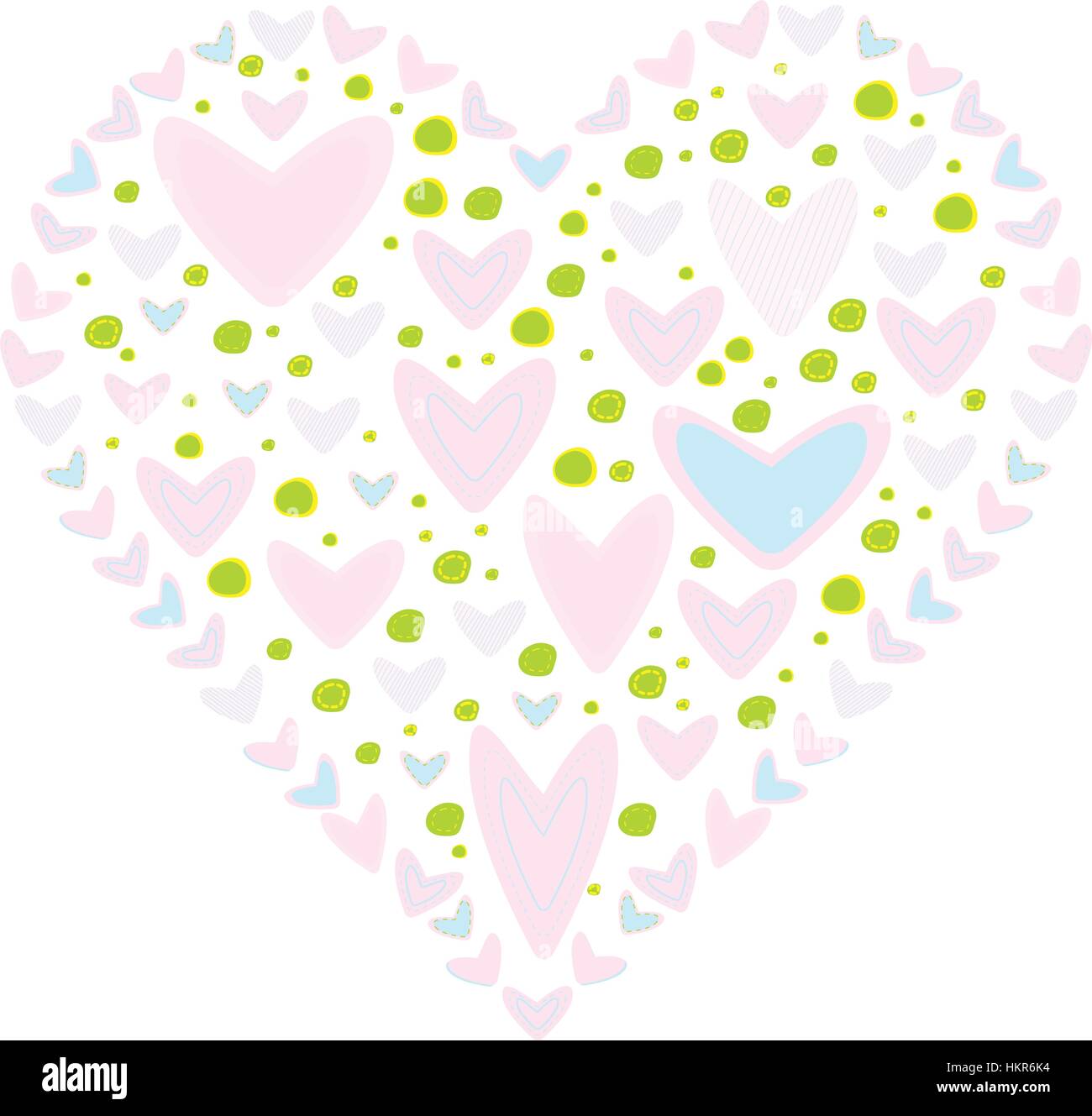 Love concept of lots of pastel colors hearts in the shape of a heart on ...