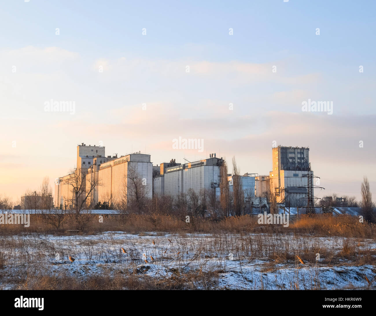 Building for storing and drying grain. Soviet-built elevator Stock ...