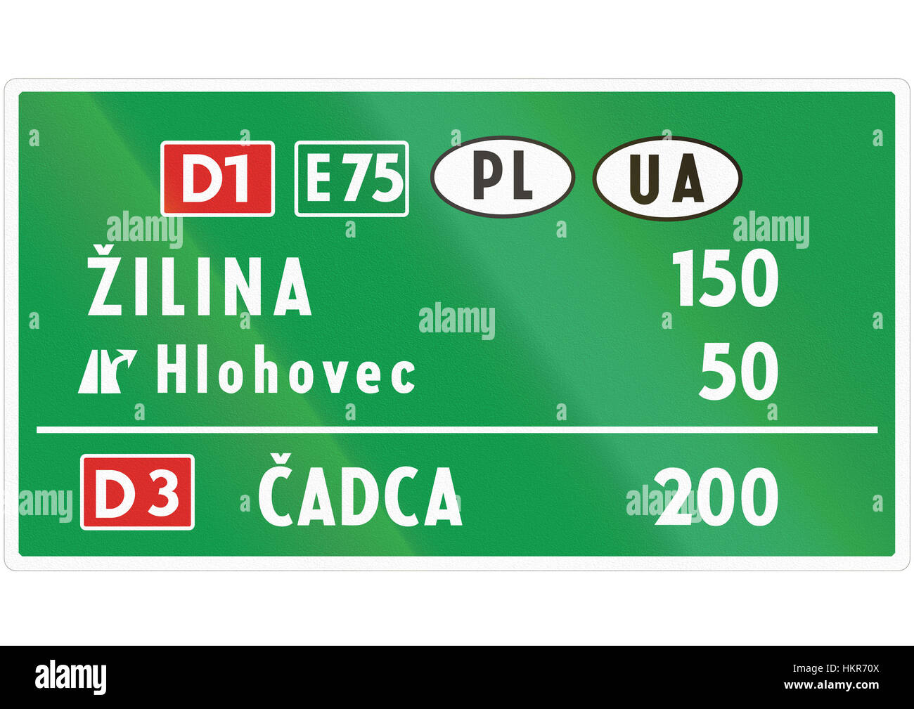 Road sign used in Slovakia - Motorway distance sign Stock Photo - Alamy