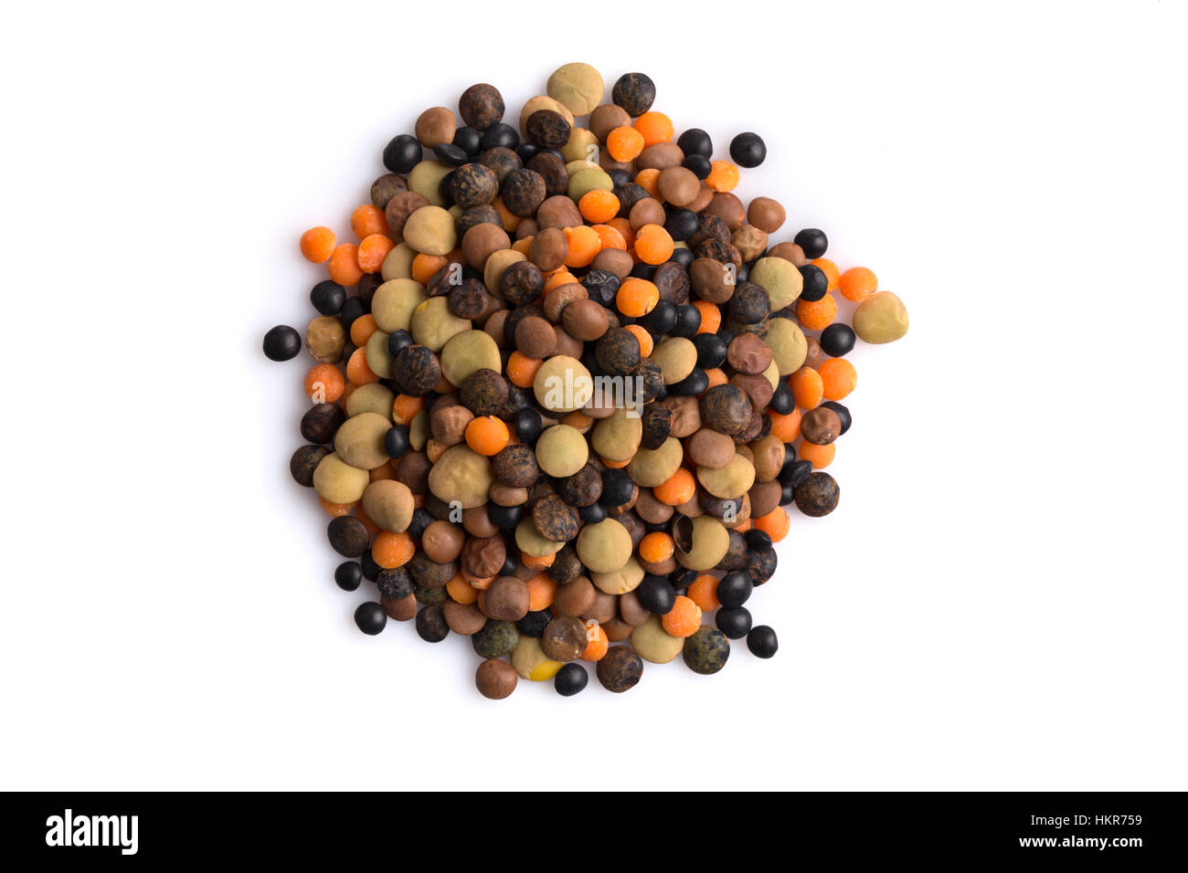 Various lentils mix on a white background Stock Photo - Alamy