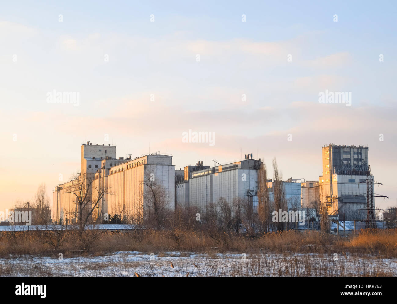 Building for storing and drying grain. Soviet-built elevator Stock ...