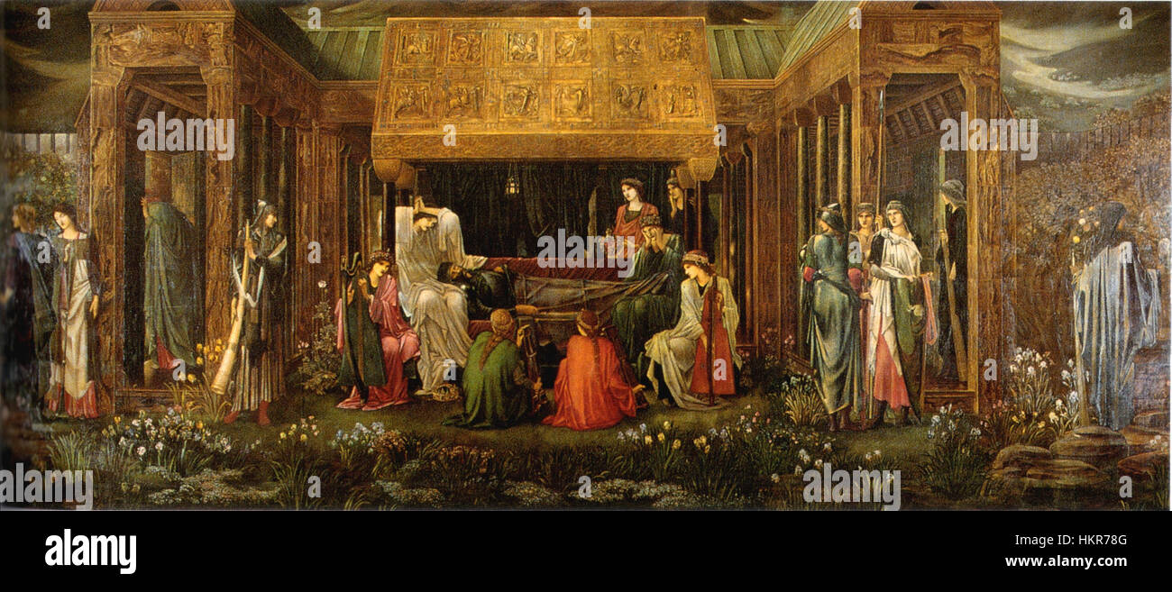 'The Last Sleep of Arthur in Avalon' by Burne-Jones depicts the ...