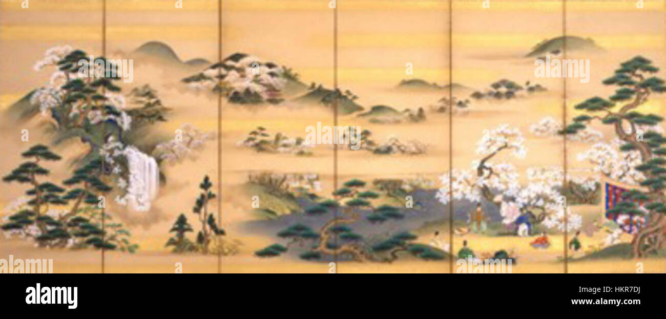 This Byobu screen painting from the Hirosaki City Museum features a ...