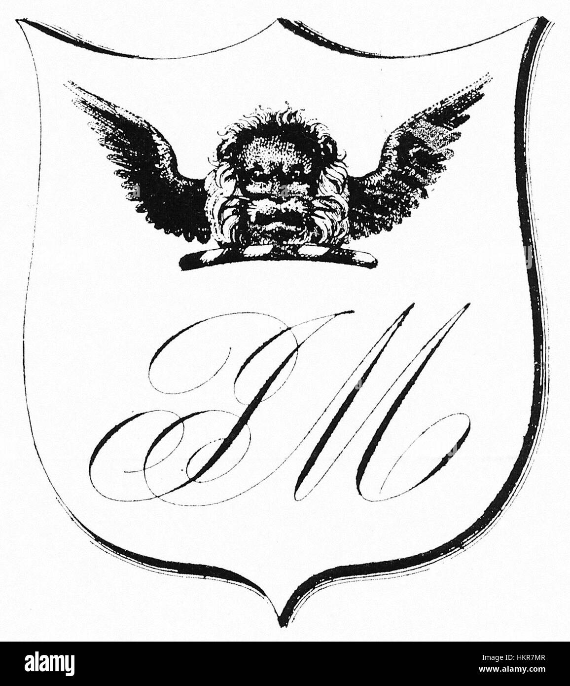 This image shows the cachet of Joseph Masson, featuring his monogram ...