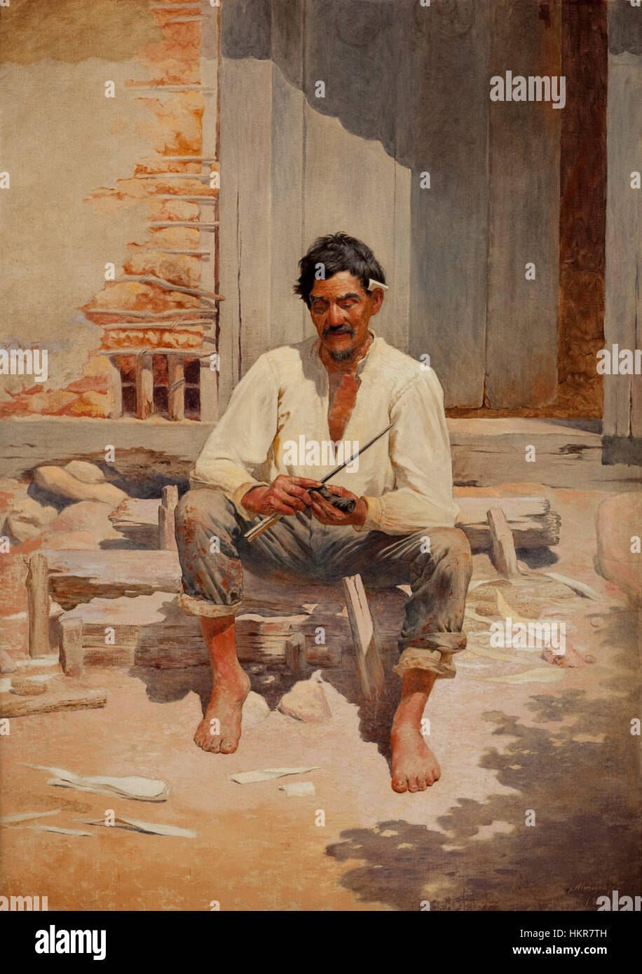 This Brazilian artwork captures a traditional rural scene of a caipira ...