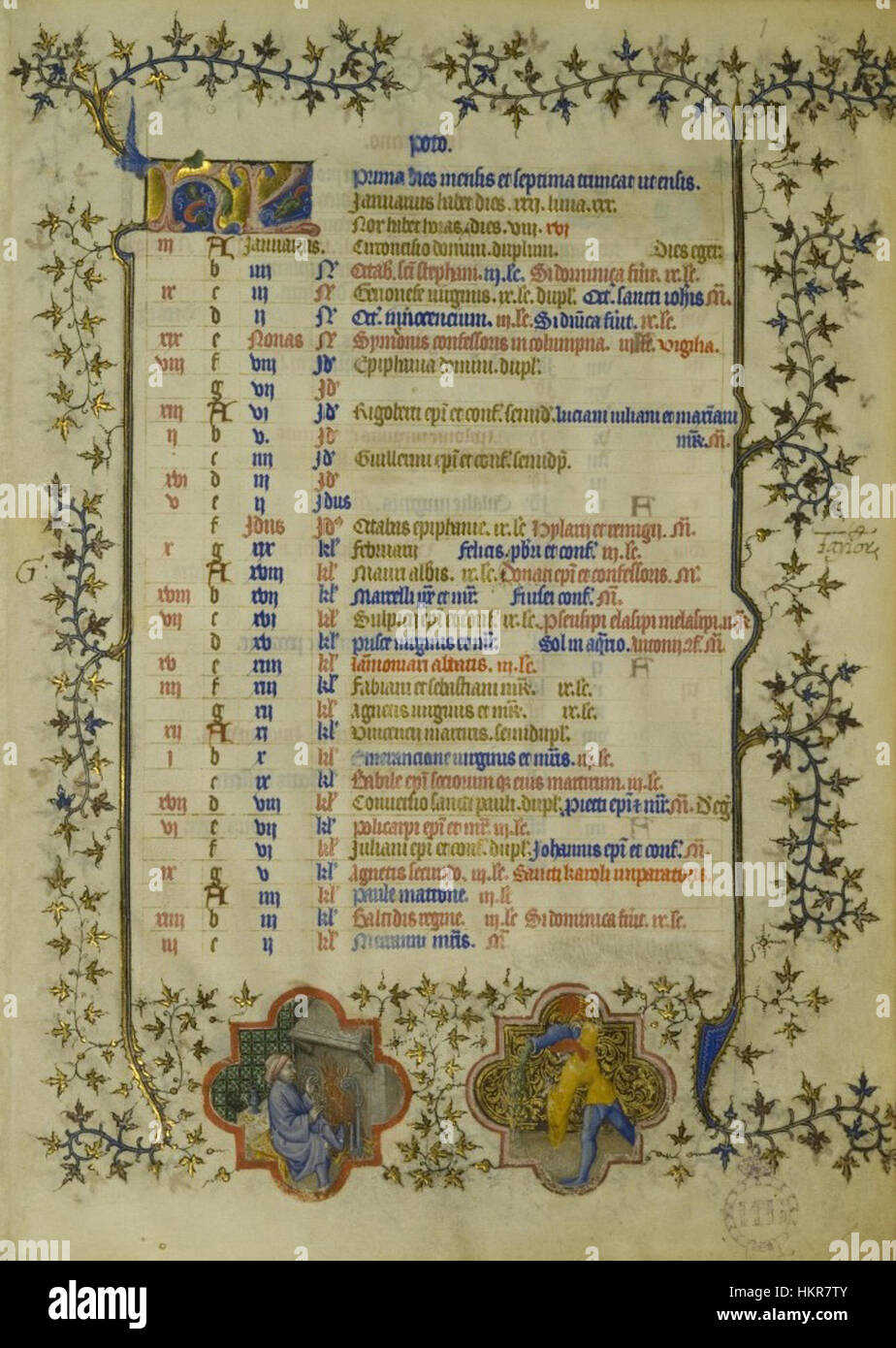 The 'Calendarium Parisiense' is a historical calendar illustration from ...