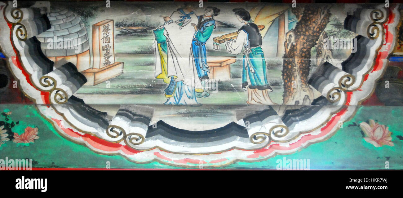 A painting depicting the legendary Chinese poetess Cai Wenji at the ...