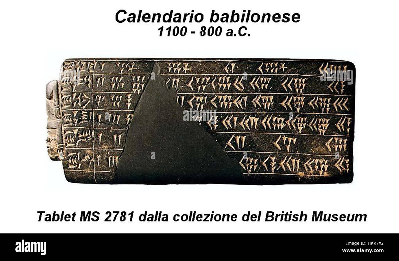 The Babylonian Calendar Tablet MS 2781, housed in the British Museum ...