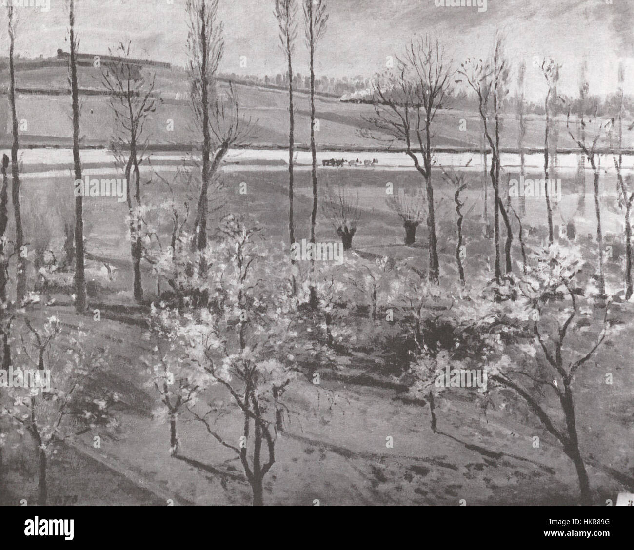 Camille Pissarro's 'Bords de l'Oise printemps' (1873) depicts a serene ...