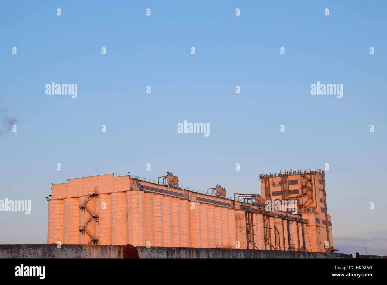 Building for storing and drying grain. Soviet-built elevator Stock ...