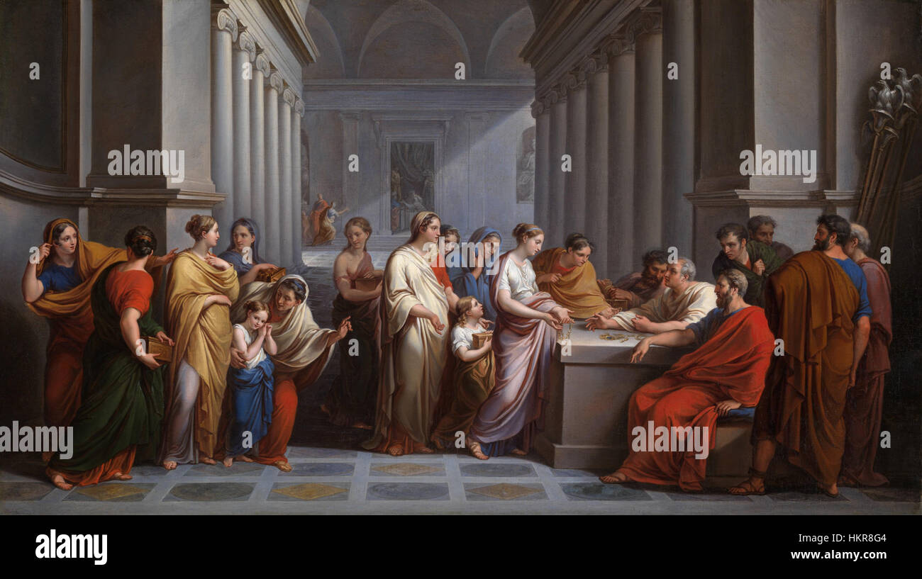 This 19th-century painting by Camuccini depicts Roman women offering ...