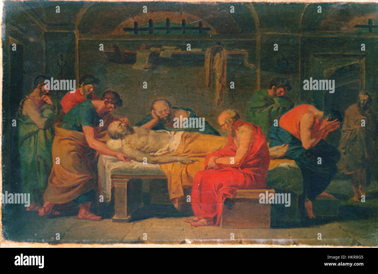 A dramatic oil painting by Camuccini depicting the Lamentation over the ...