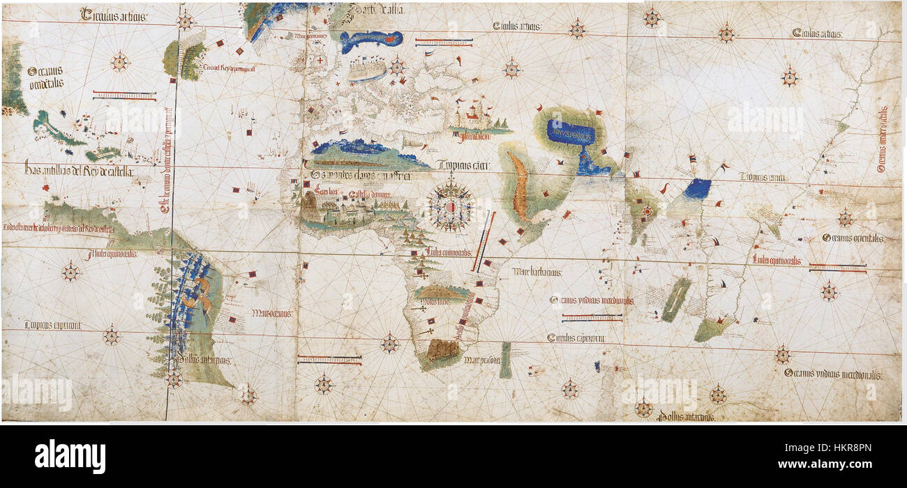 The Cantino Planisphere, an early 16th-century world map, was created ...