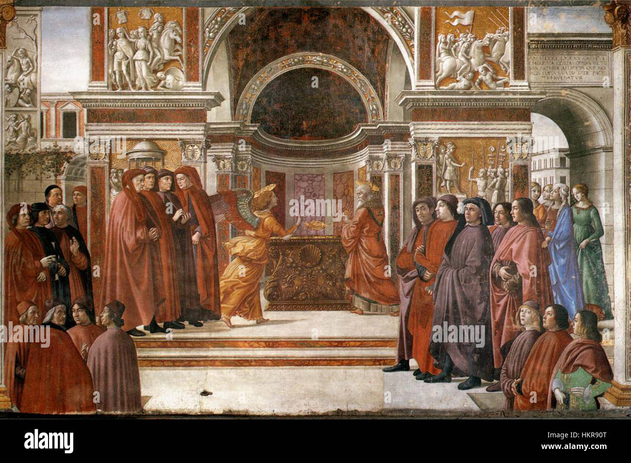 The 'Angel Appearing to Zacharias' fresco in the Cappella Tornabuoni is ...