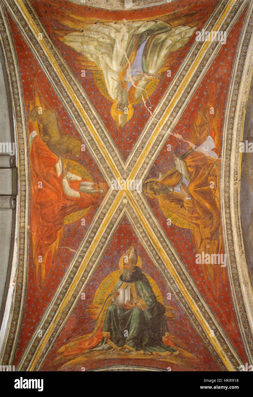 The painting 'Cappella del miracolo' by Cosimo Rosselli depicts the miracle and divine ...