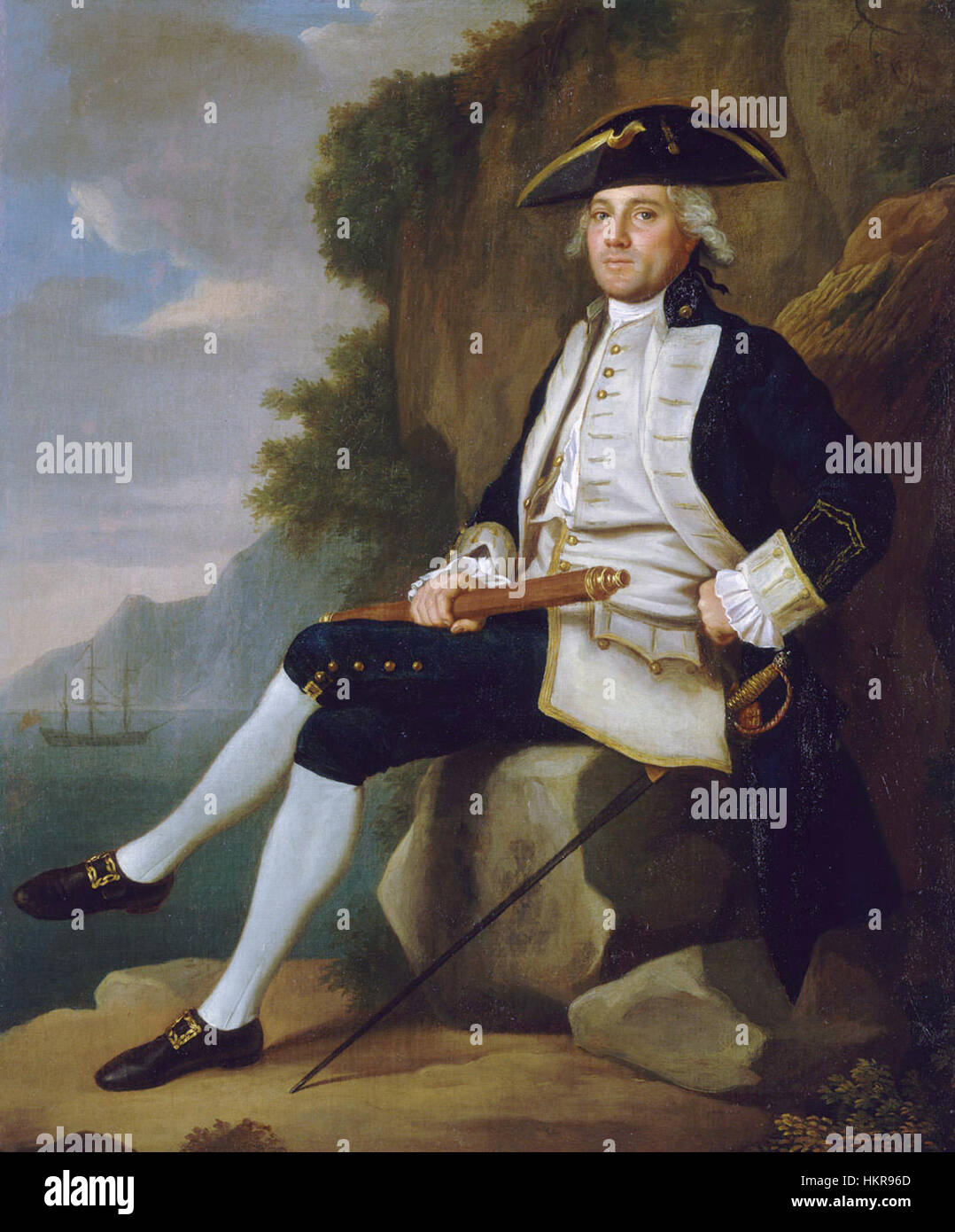 Portrait of Captain Edward Vernon, painted by Francis Hayman, depicting ...