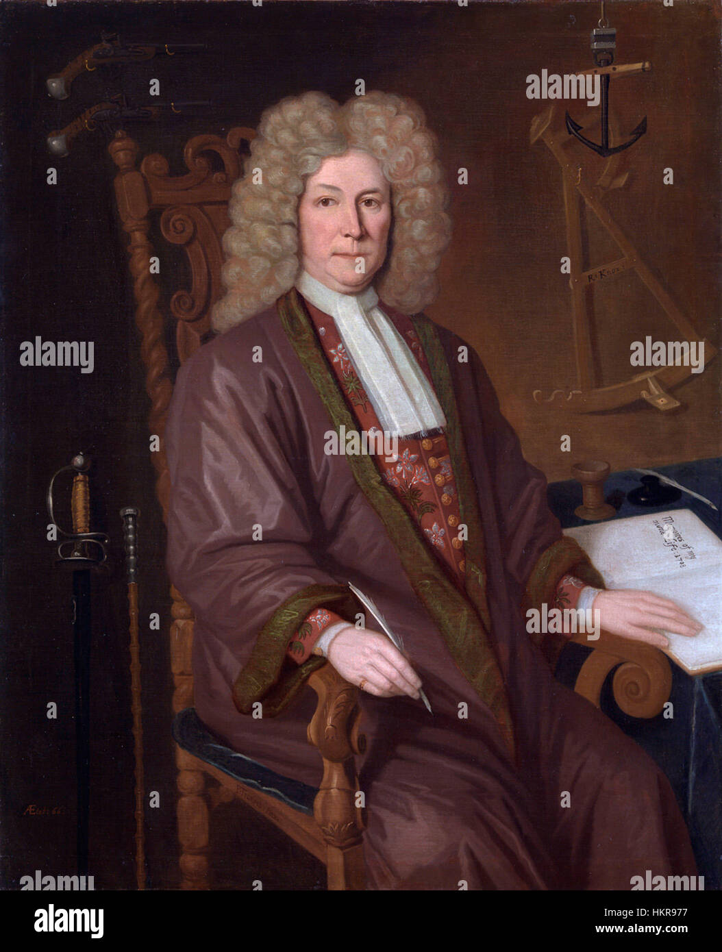 A portrait of Captain Robert Knox (1642-1720) by P. Trampon captures ...
