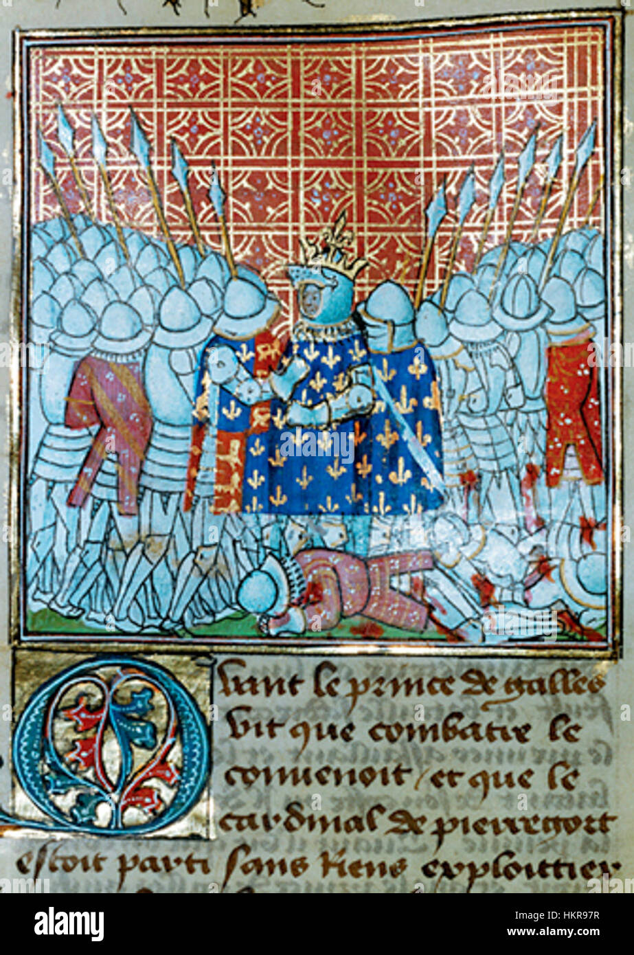 A historical artwork titled 'Capture of Jean le Bon,' depicting the ...