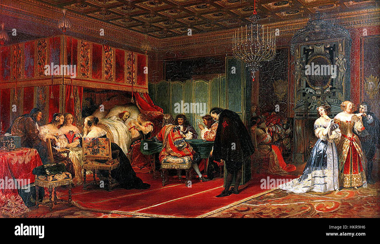 The painting 'Cardinal Mazarin Dying' depicts the final moments of ...