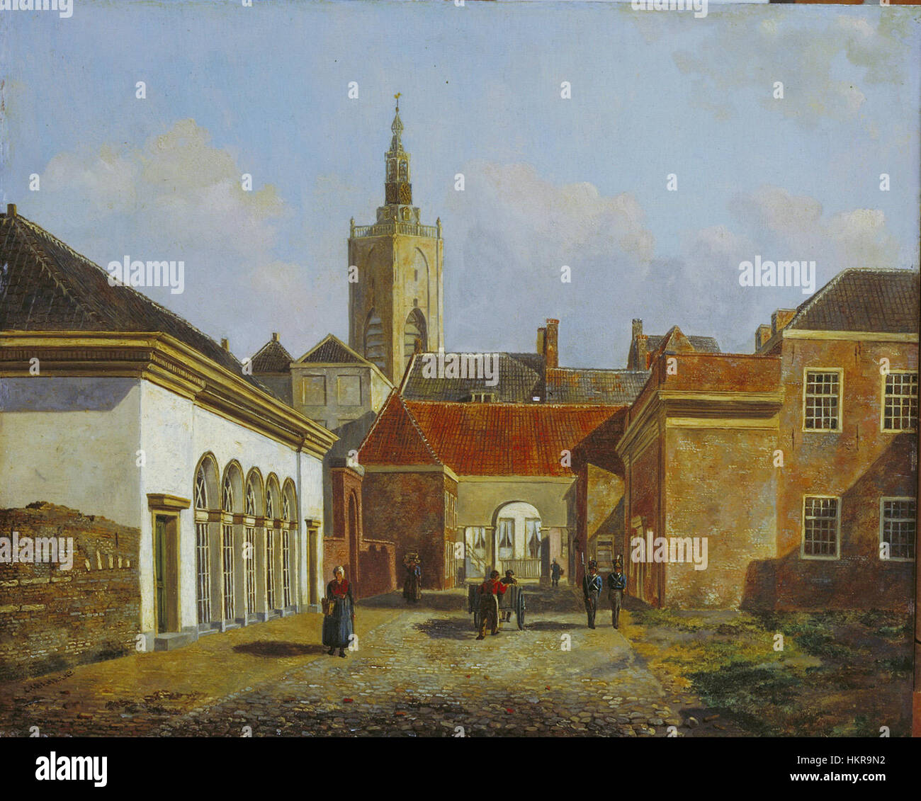 'De Korte Lombardstraat' by Carel Jacobus Behr is a painting of a ...