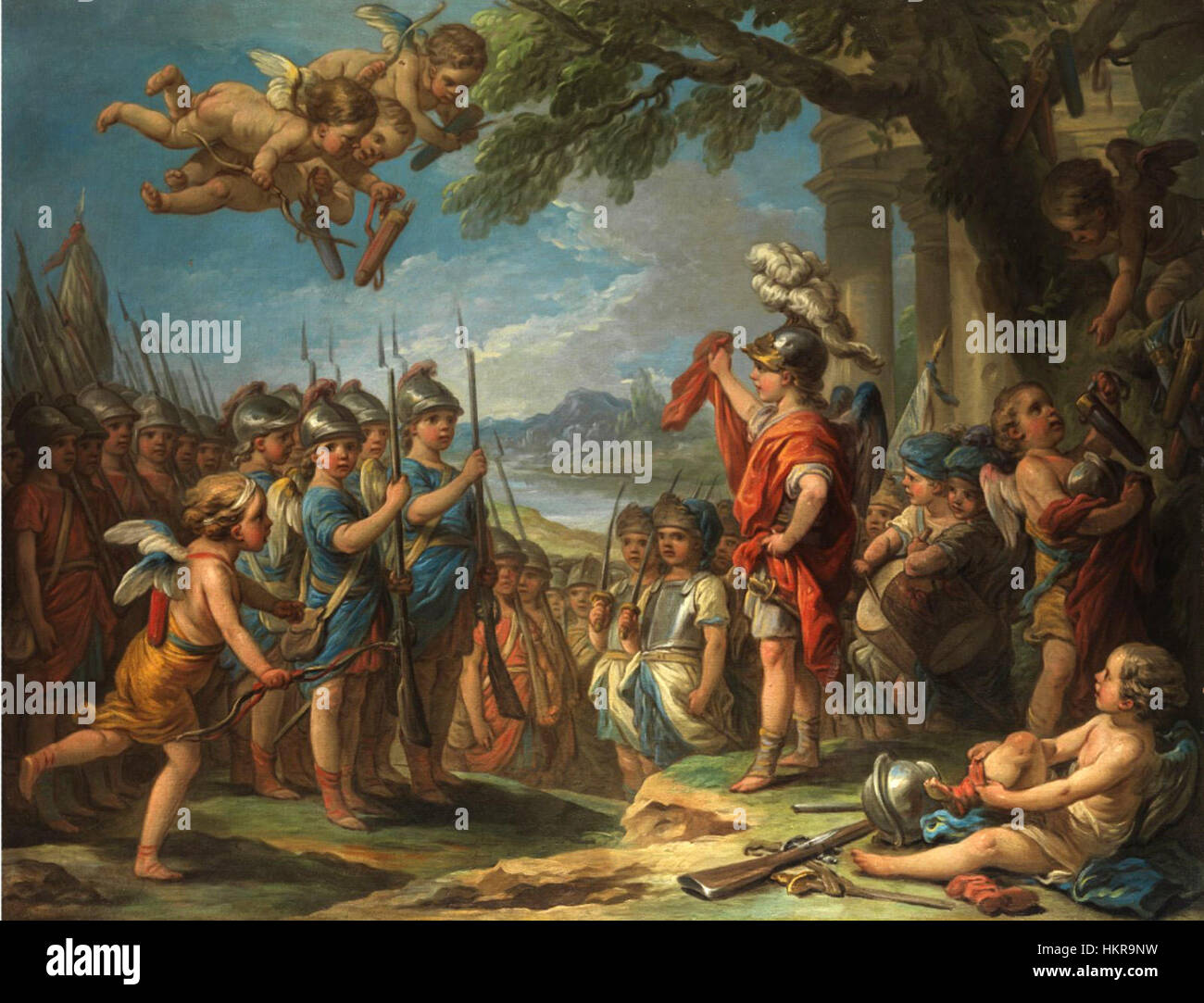 This painting by Carle van Loo, titled 'Amor und seine Truppen ...
