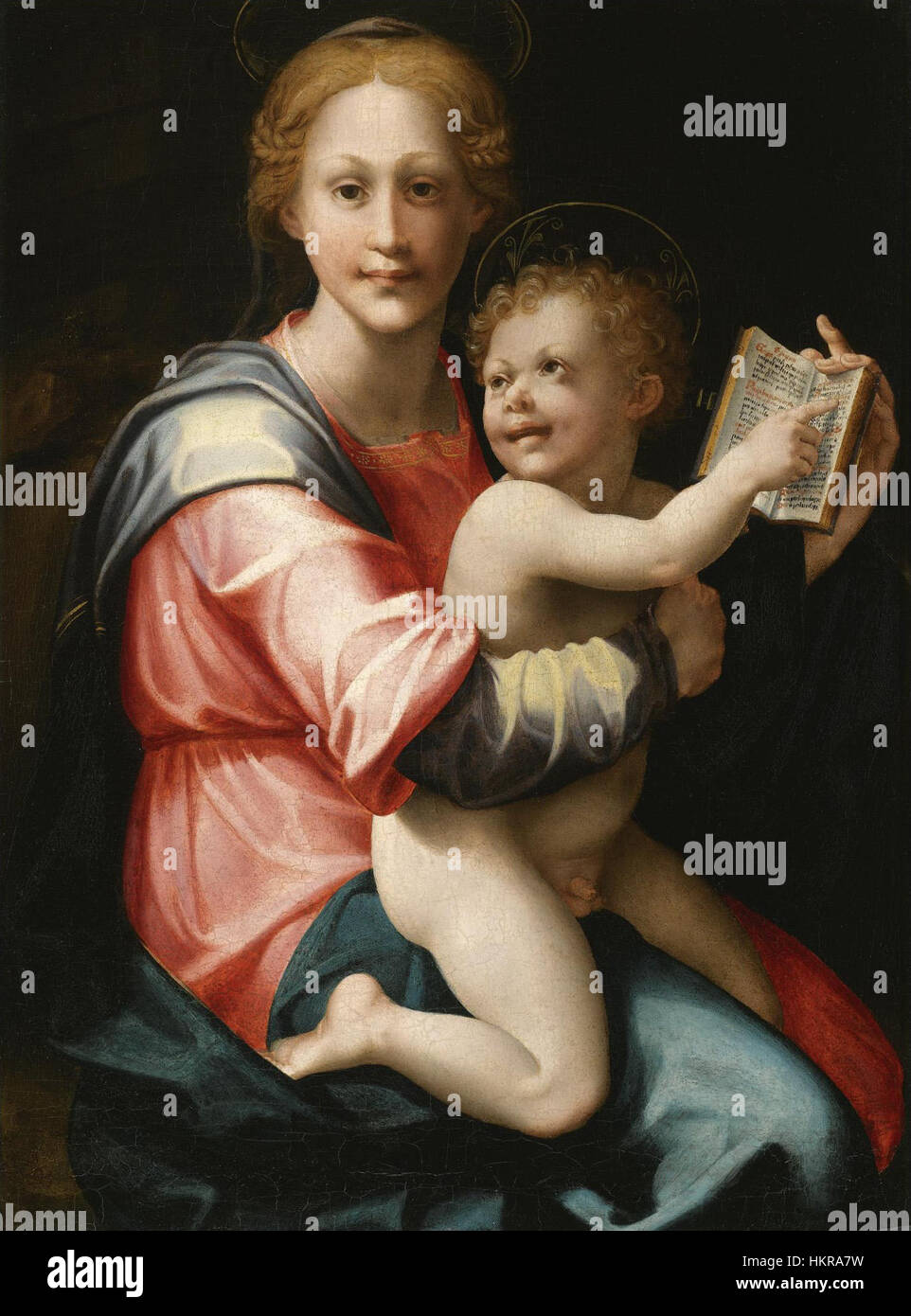 A painting by Carlo Portelli depicting the Virgin Child seated with a ...