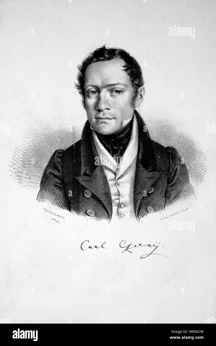 A lithograph by Carl Czerny, an Austrian composer and pianist ...