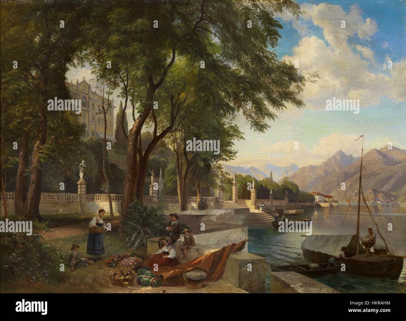 A painting by Carl Hummel titled 'Villa Carlotta am Comer See', created ...