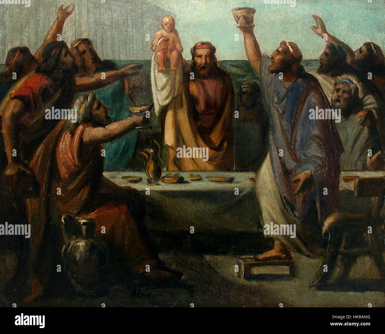 Carl Rahl’s painting, 'Kindesfeier', depicts a historical or religious ...