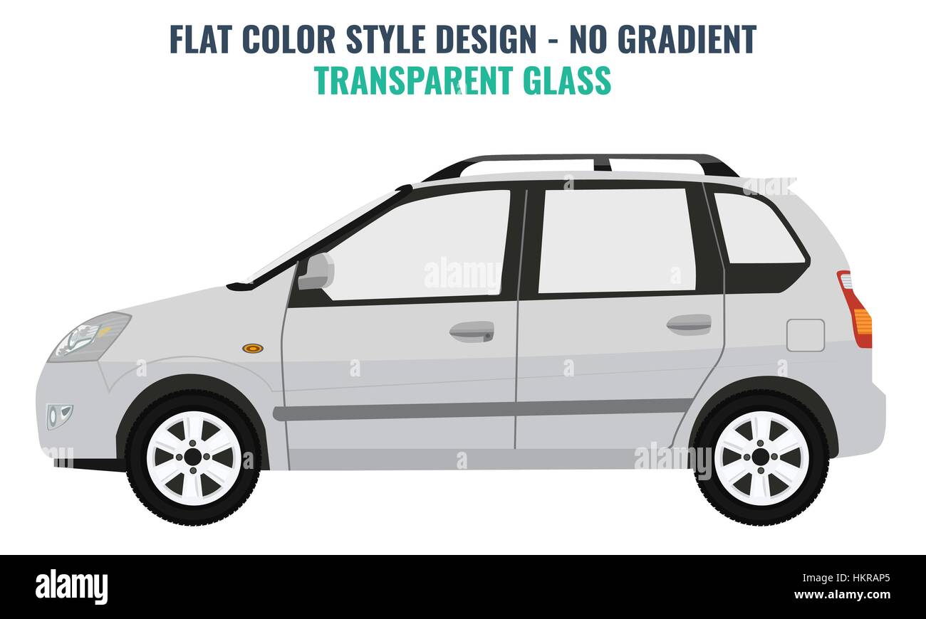 Minivan vector template on white background. Flat and solid color ...