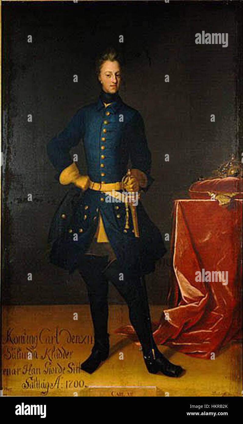 The portrait of Carl XII of Sweden is a historical oil painting that ...